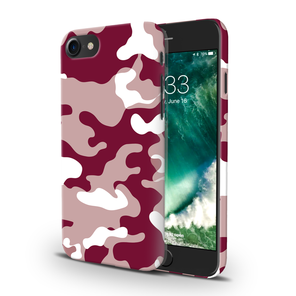 Maroon and White Camouflage Printed Slim Cases and Cover for iPhone 8